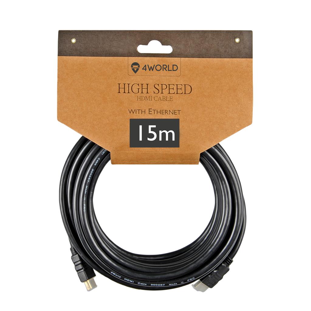 4World Kabel HDMI - HDMI High Speed s Ethernet (v1.4), 3D, HQ, BLK, 15m ...