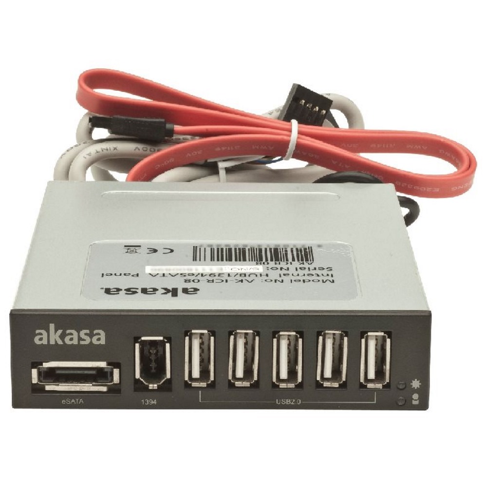 AKASA přední panel HUB do 3,5" pozice / AK-ICR-08 / 5x USB / 1x eSata ...