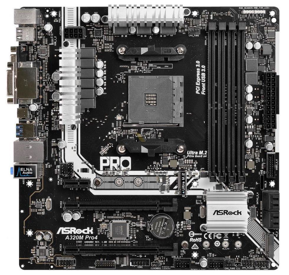 ASRock A320M Pro4 / A320 / AM4 / 4x DDR4 DIMM / 1x M.2 / HDMI / DVI-D ...