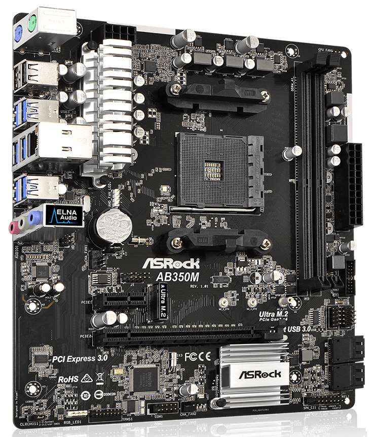 ASRock AB350M / AB350 / AM4 / 2x DDR4 / 1x M.2 / 4x SATA III / mATX 90 ...