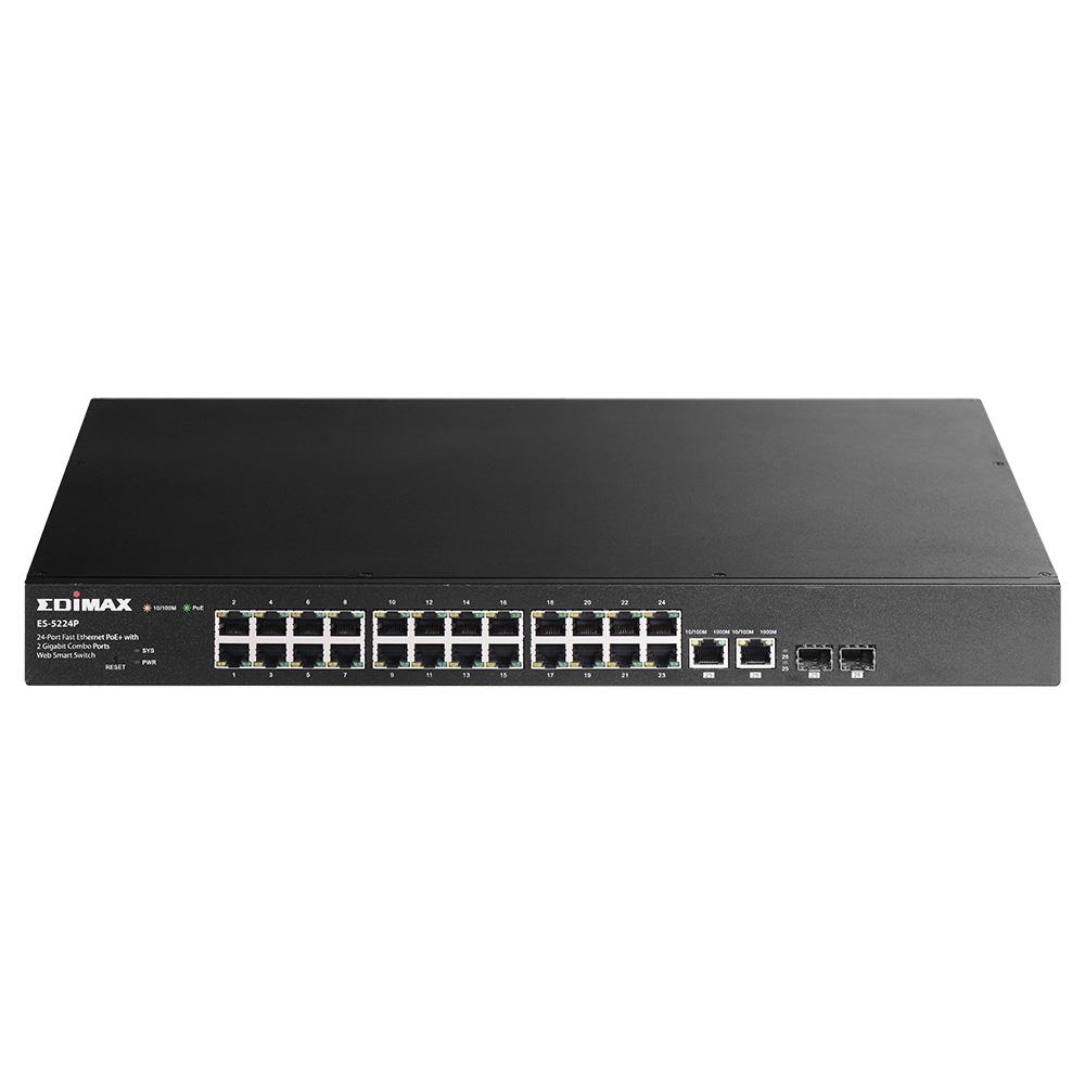 Edimax 24 Port Fast Ethernet PoE+ Web-Smart Switch + 2xGb combo ports ...