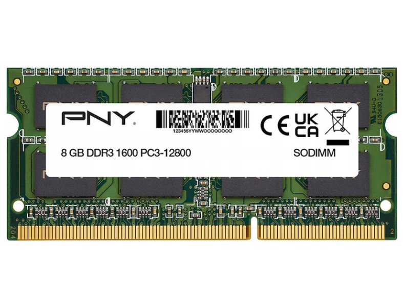 PNY 8GB DDR3 1600MHz / SO-DIMM / CL11 / 1,35V SOD8GBN12800/3L-SB ...