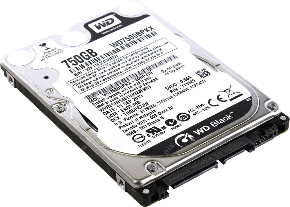 WD Scorpio Black 2,5" HDD 750GB 7200RPM 16MB SATA 6Gb/s WD7500BPKX ...