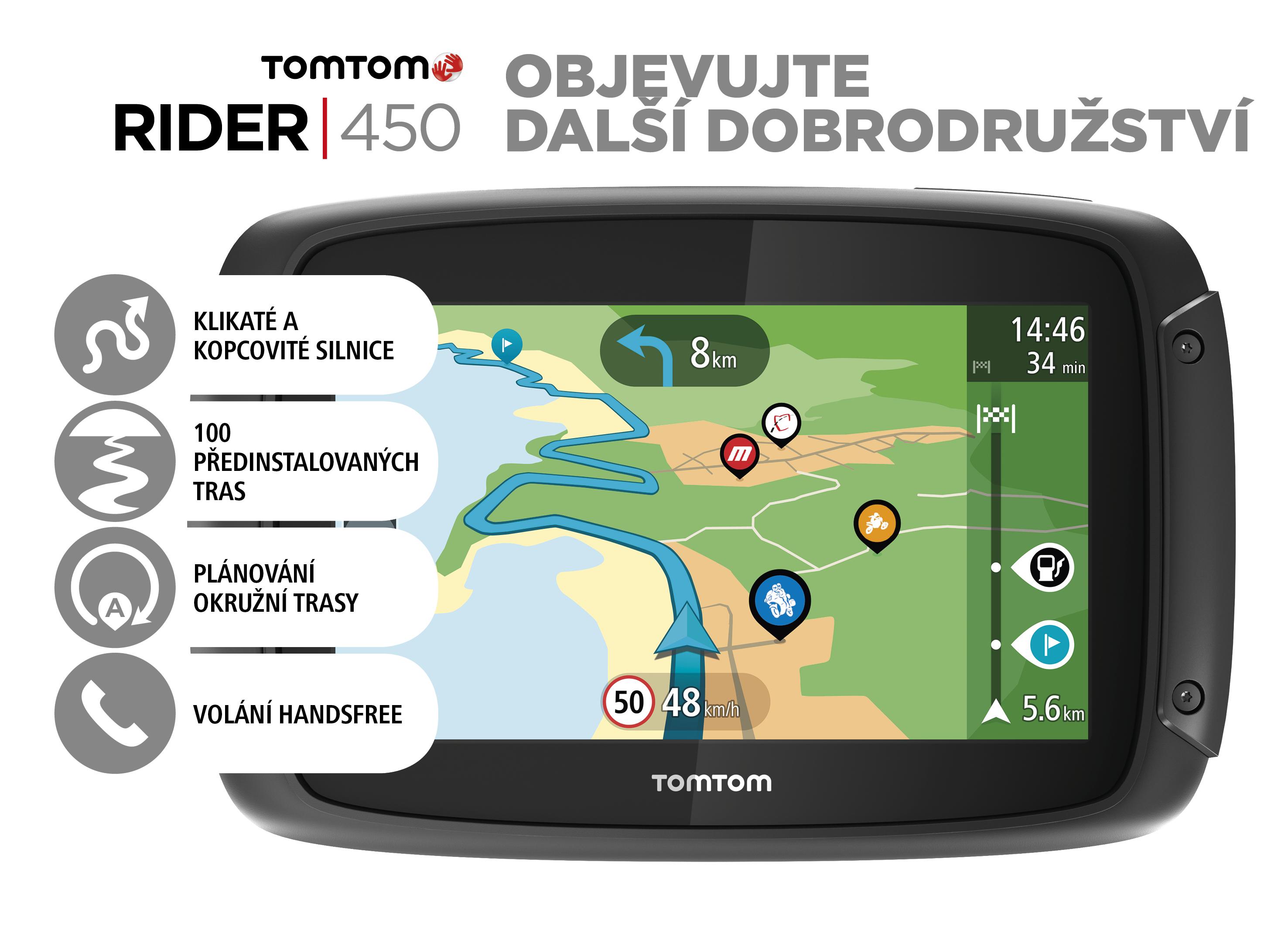 TomTom Rider 450 World pro motocykly Premium pack, LIFETIME mapy 1GE0 ...