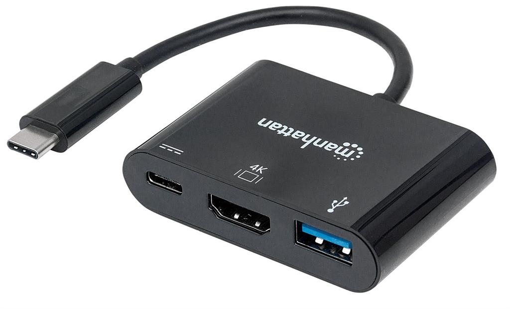Manhattan USB-C 3.1 multiport adaptér -> HDMI/USB-A/USB-C čierny 152037 ...