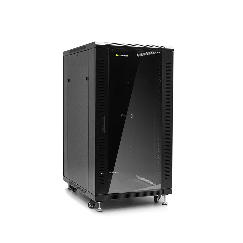 Netrack standing server cabinet 22U/600x800mm (glass door) -black FULLY ...