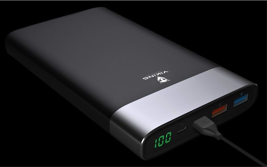 VIKING POWER BANK VIXEN QC3.0 20000mah, Černá, USB-C, QUICK CHARGE ...