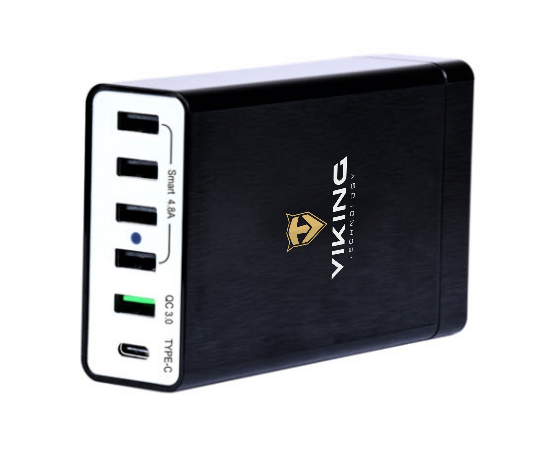 Viking USB Rozbočovač Smart charger QC3.0, Hliník, Černá VCHARQC30 ...